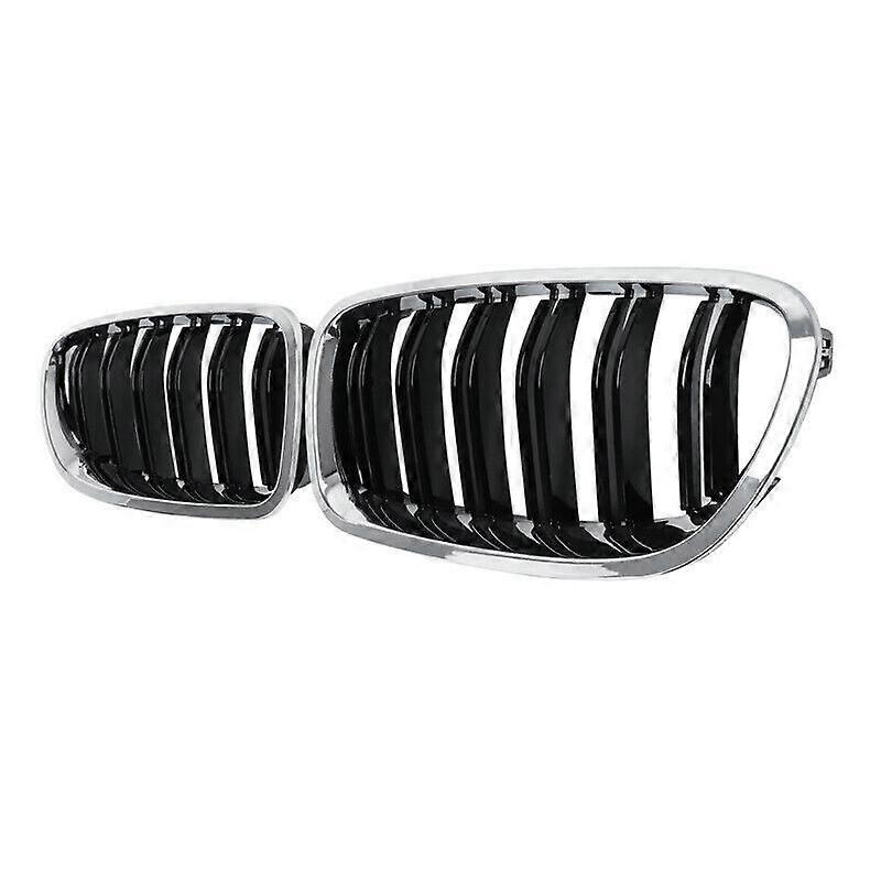 Car Chrome+Glossy Black Dual Slats Front Kidney Grille Grill For- F10 ...