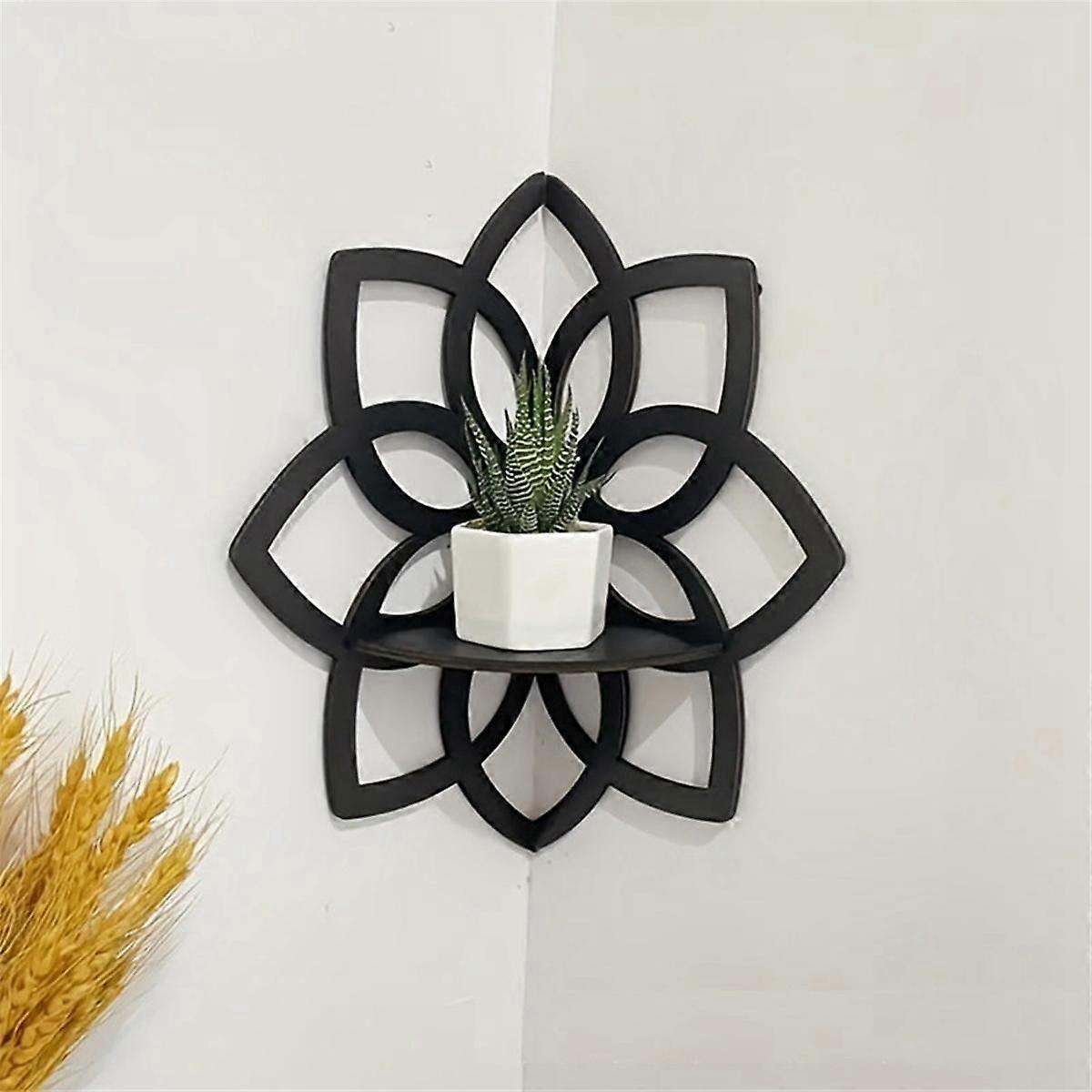 Lotus Corner Shelves, Wooden Flowers Wall Corner Shelves Floating ...