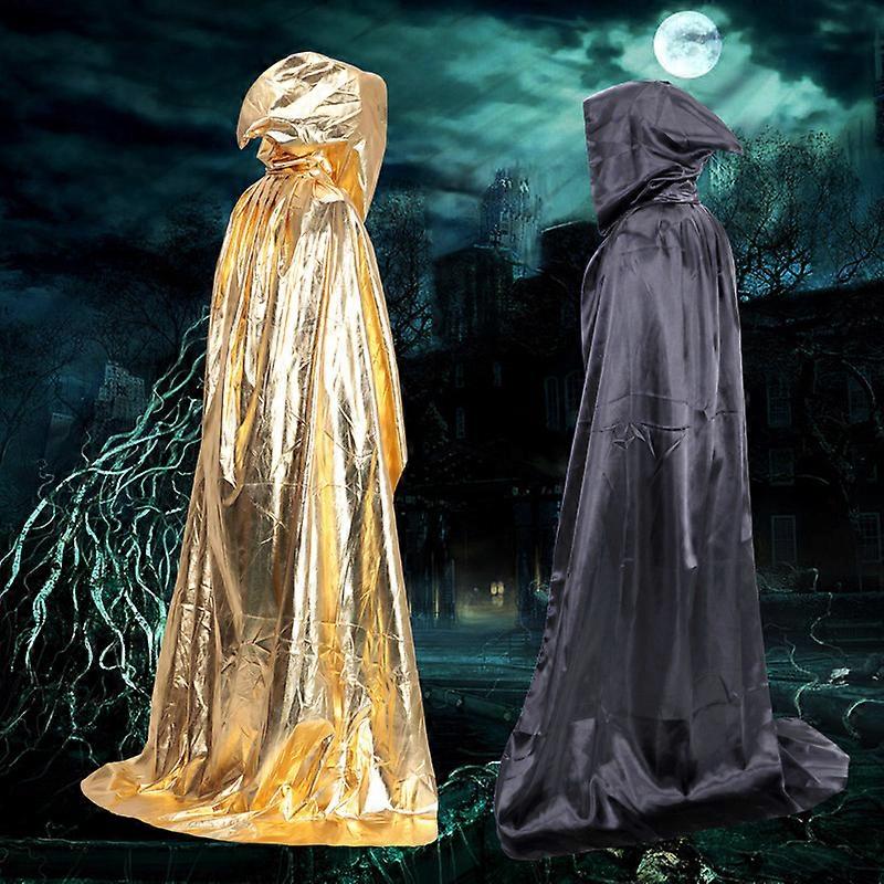 Cloak with Hood Halloween Wizard Hooded Cape Full Length Robe for Women ...
