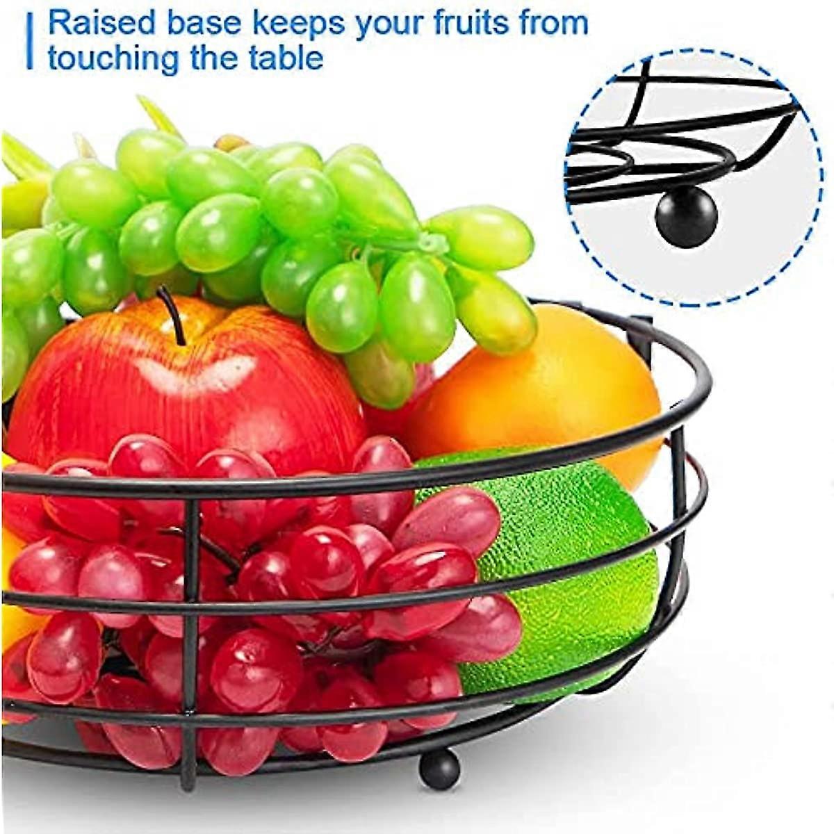 Fruit Basket 2-Tier Fruit Bowl with Banana Hanger Kitchen Countertop ...