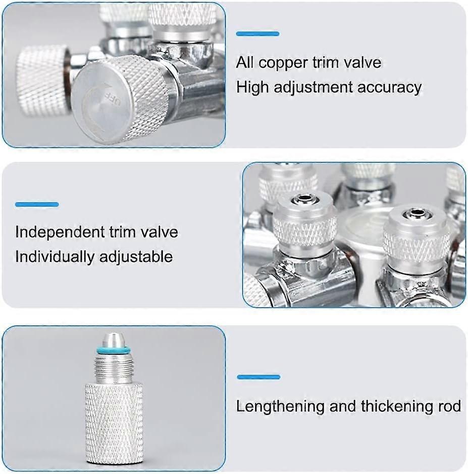 Aquarium CO2 Splitter,Aluminum Alloy CO2 Flow Distributor with Fine ...