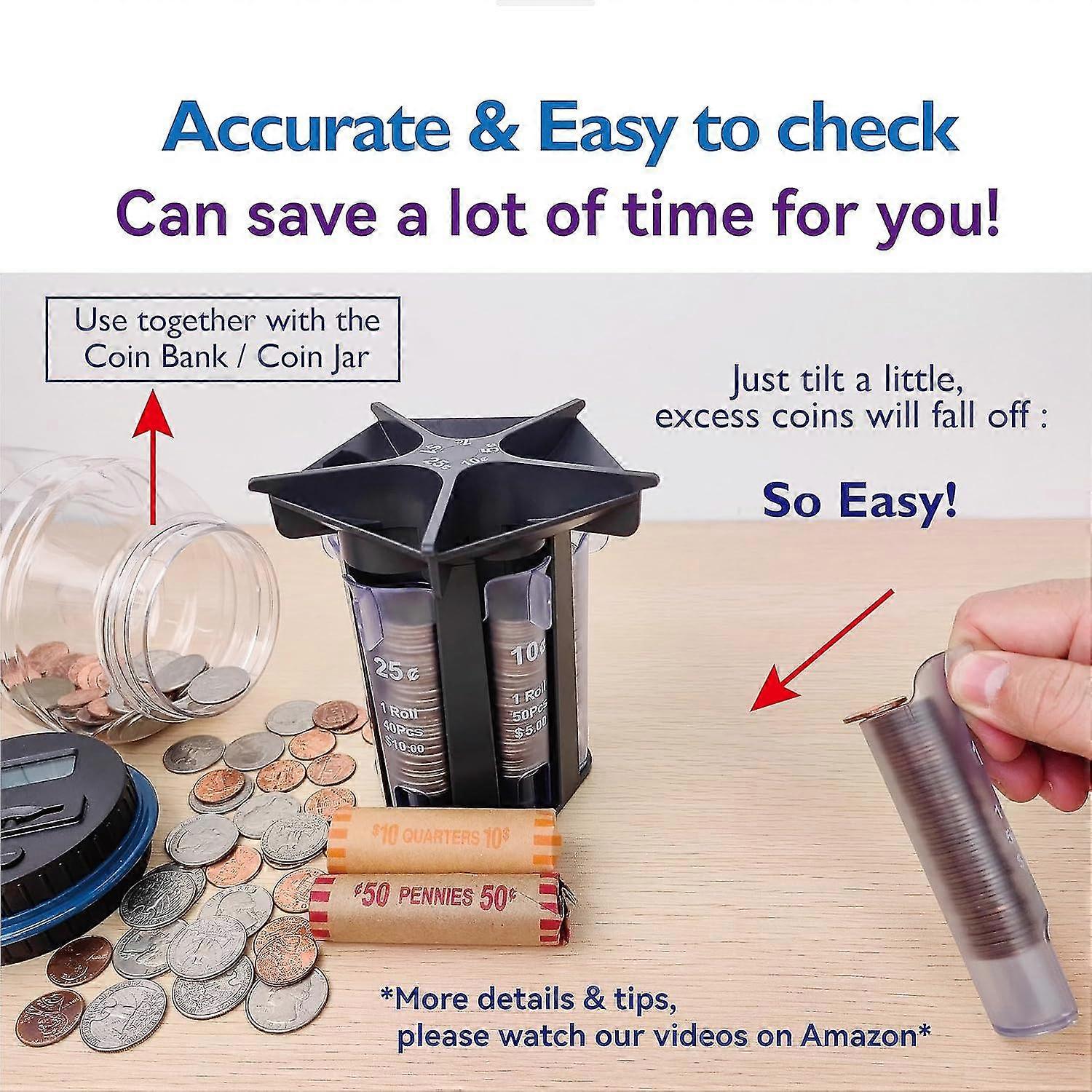 Coin Counter Coin Sorter Tube, Change Sorter Tube Coin Counter ...