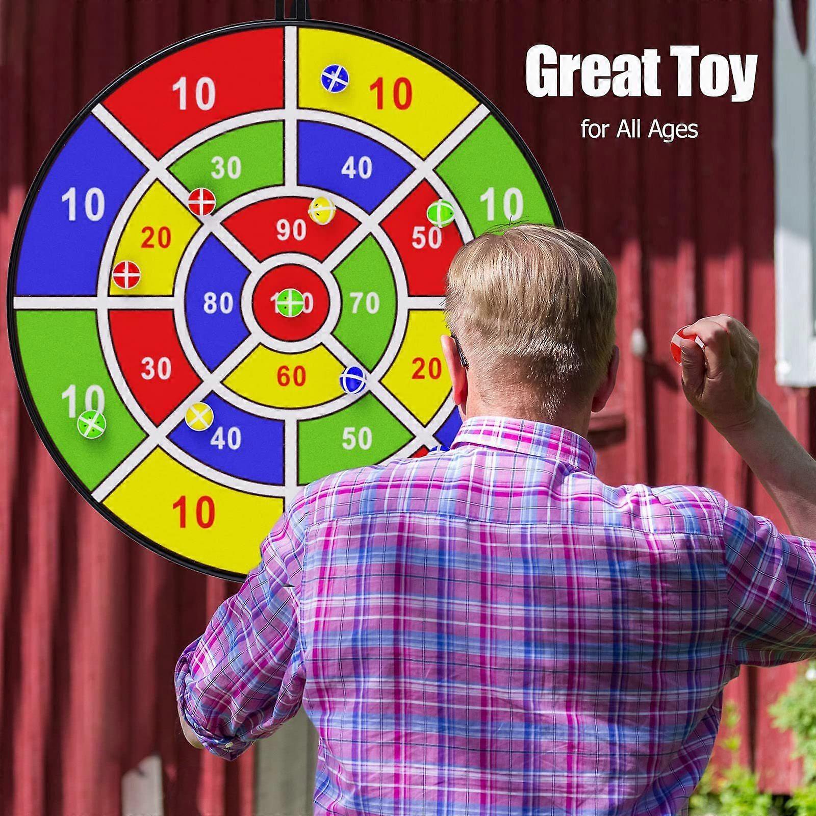 Large Dart Board Game Set for Kids with 12 Sticky Balls Indoor Outdoor ...