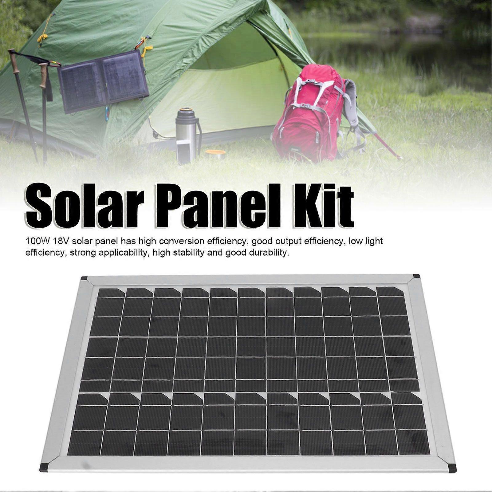 100W 18V Portable Solar Panel Kit 100 Watt 18 Volt Monocrystalline ...