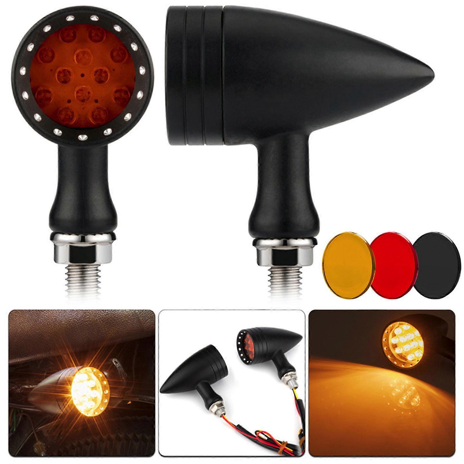 1 Pair Motorcycle Bullet-LED Turn Signal Lights - 12V Bullet-Shape ...