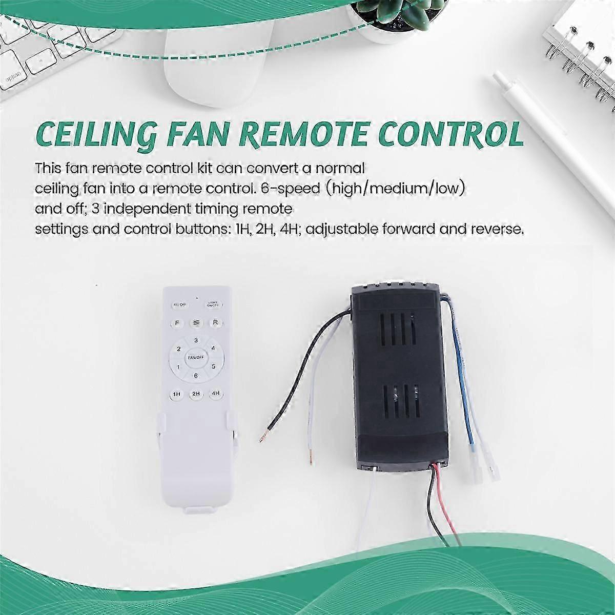Universal Ceiling Fan Remote Control Kit Replacement, 6-Speed & Timing ...