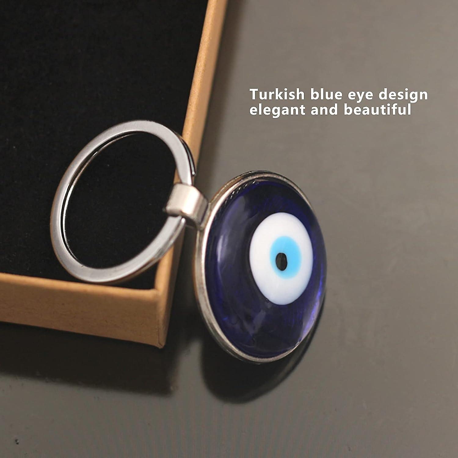 Evil Eye Keychain Blue Eye Pattern Round Beads Pendant Good Lucky ...