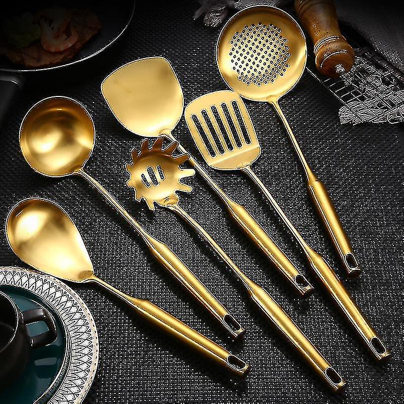 Stainless-steel Kitchen Utensil Set - 6-piece Premium Nonstick & Heat Resistant Kitchen Gadgets ...