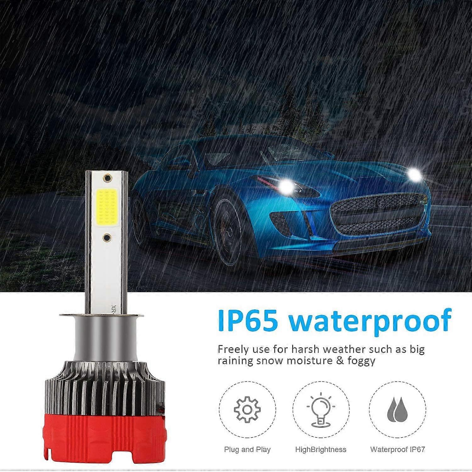 H1 LED Headlight Bulbs 6000K High Beam Low Beam 55W 8000K Lumens Fog ...