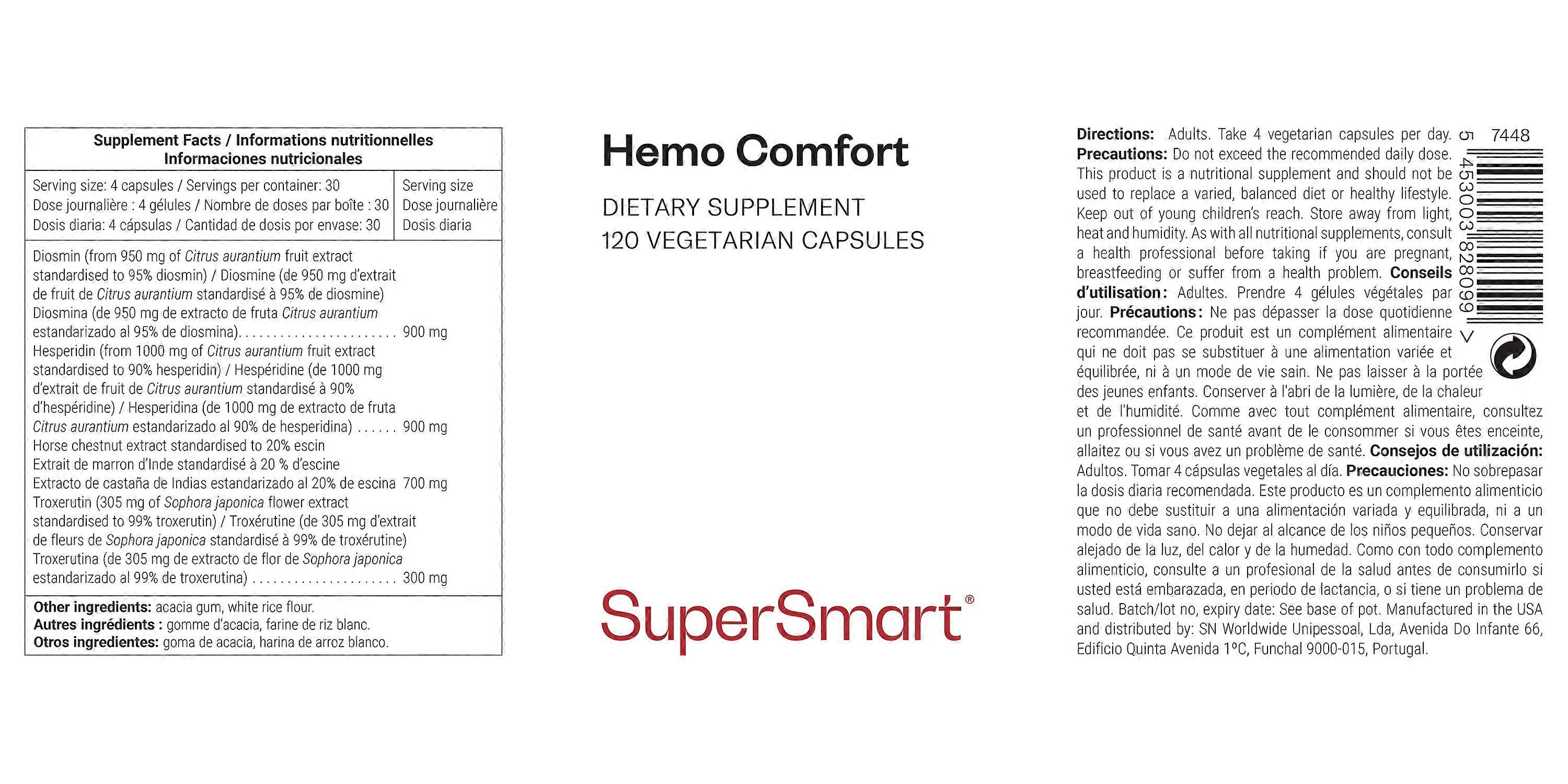 SuperSmart Hemo Comfort Dietary Supplement - 120 Veg. Caps | Fruugo UK