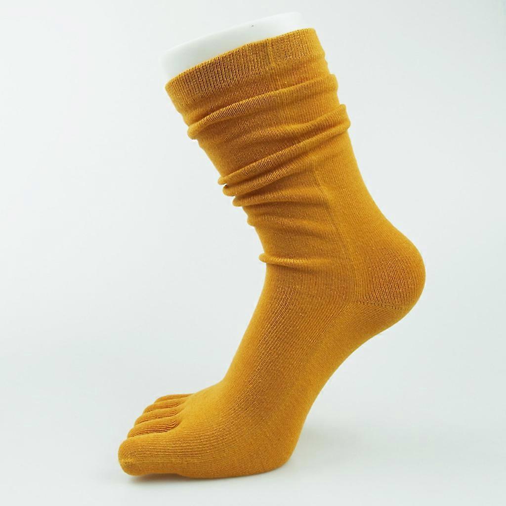 Women Autumn Five Finger Long Tube Socks Simple Solid Color Soft Casual ...