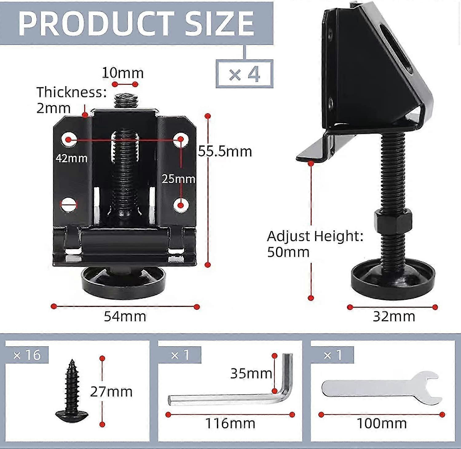 Adjustable Leg Leveler, 4 Pack Leveling Feet Heavy Duty Leg Levelers ...