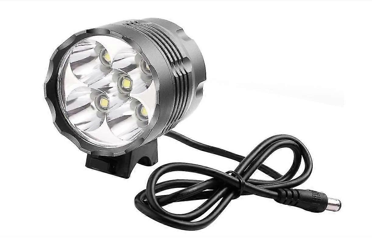 8000LM 5 x CREE XM-L T6 LED Mountain Bike Front Headlight with Rechargeable Battery Pack(Grey ...