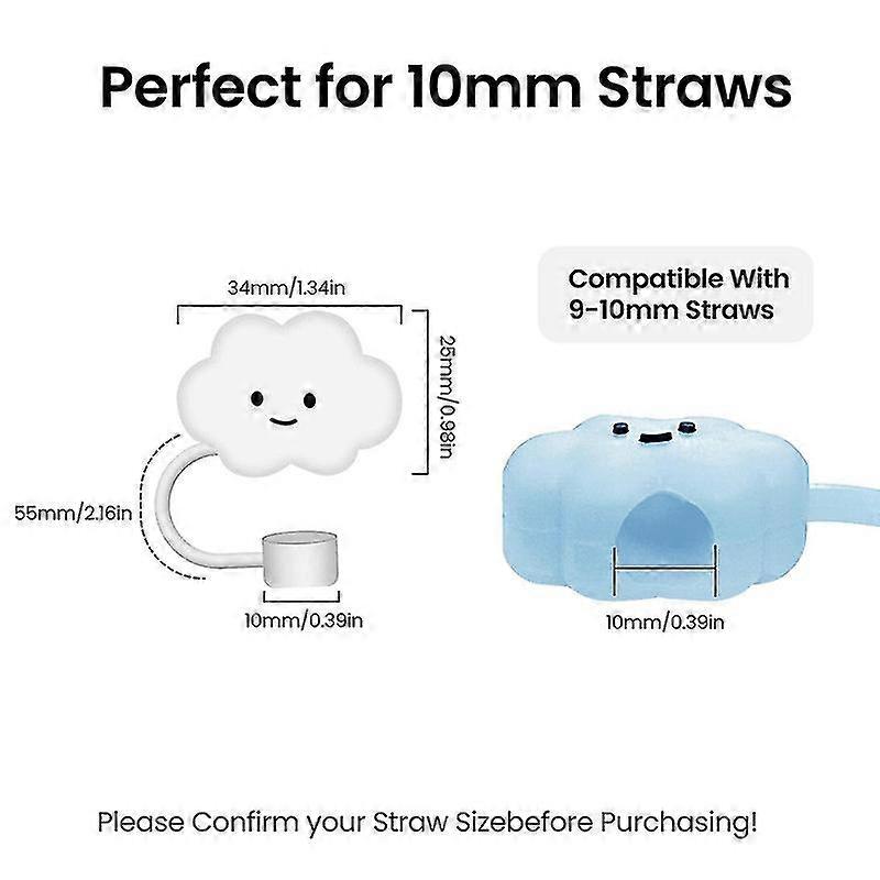 Silicone Cute Cloud Straw Covers Cap for Stanley Cup, Soft Drink Straw ...