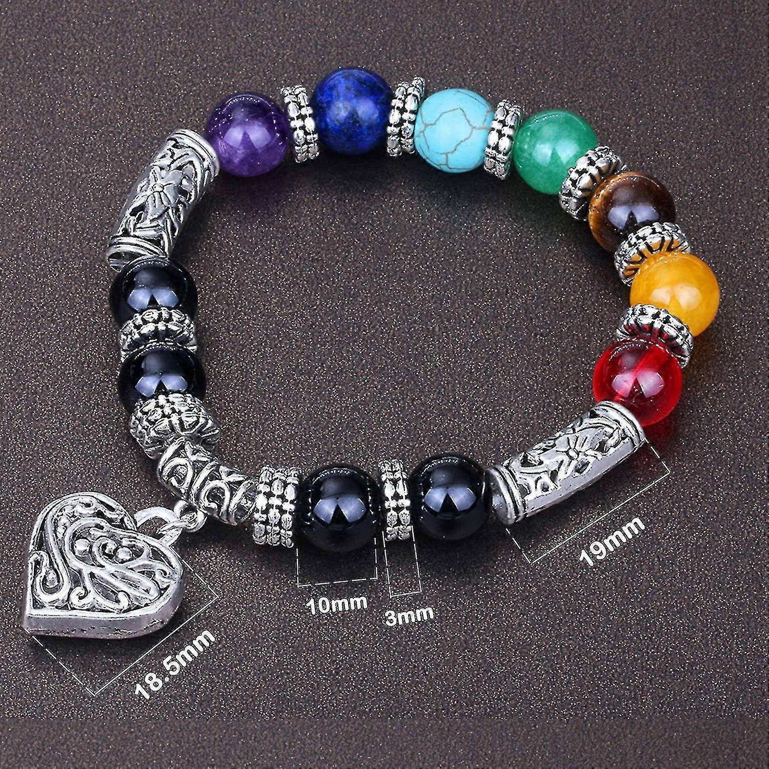 10 Mm Beads 7 Chakra Healing Balance Stone Beaded Bracelet Balancing ...