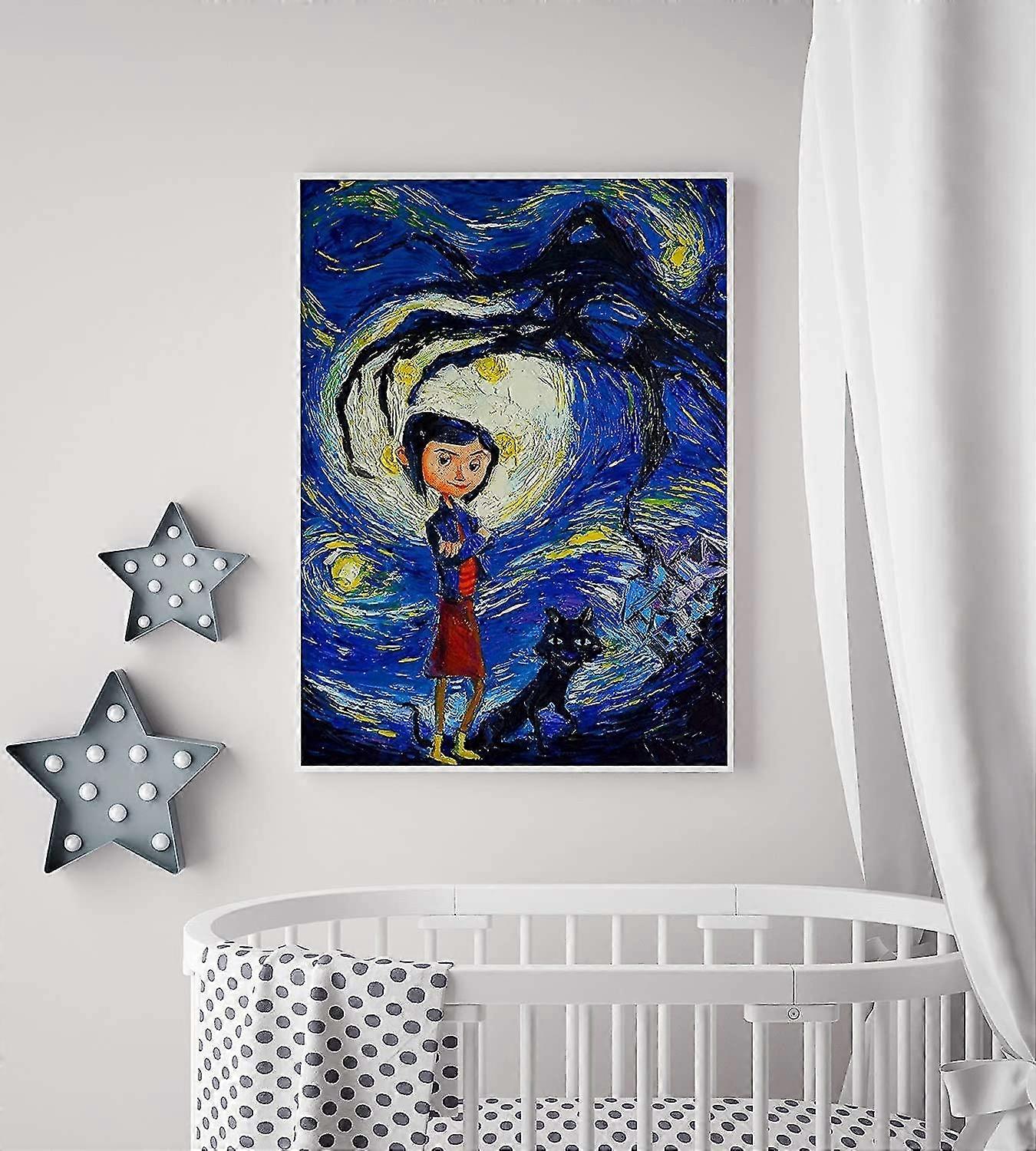Coraline And Cat Vincent Van Gogh Starry Night Christmas Home 5d Full ...