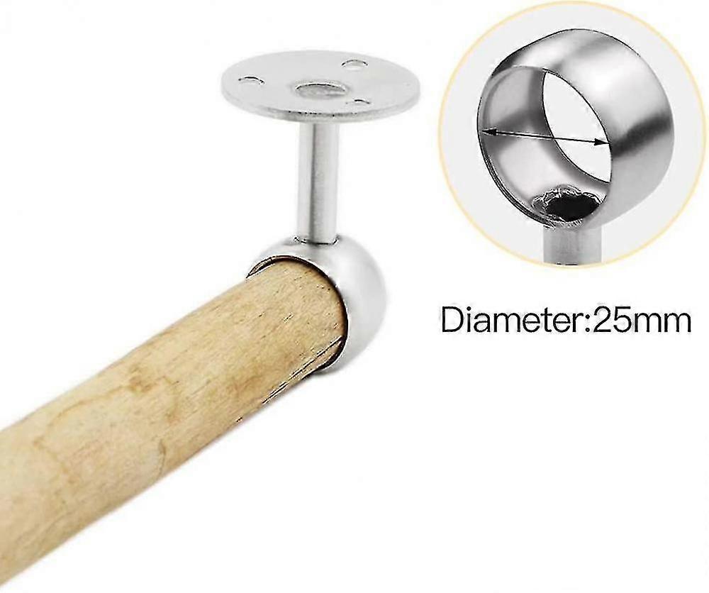 2 Pack Curtain Rod Holder Stainless Steel Wardrobe Rod Holder With 6 ...