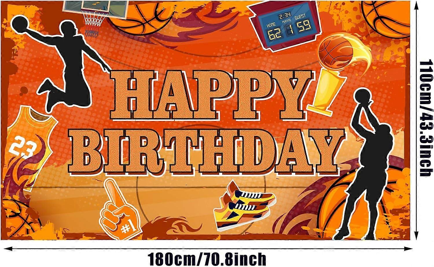 Basketball Happy Birthday Backdrop Banner Basketball Theme Party ...