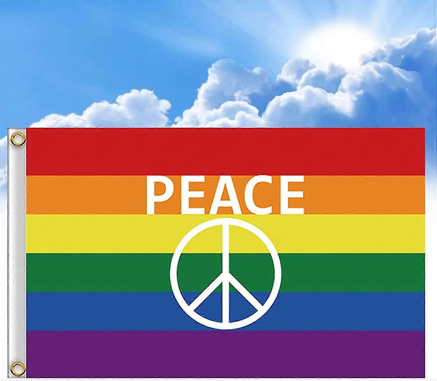 Peace Flag, Rainbow Flags For Outdoors Decorative, Double Printed World ...