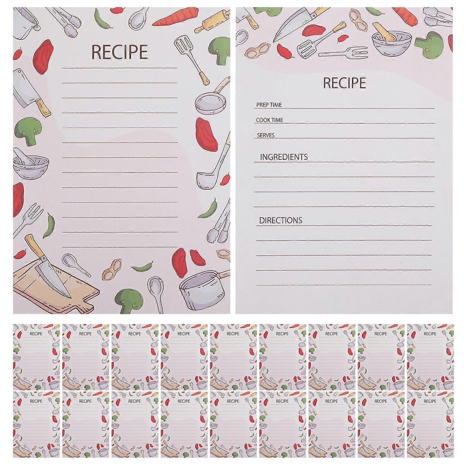50pcs Recipe Cards Double-side Food Note Cards Household Recipe Sheets ...