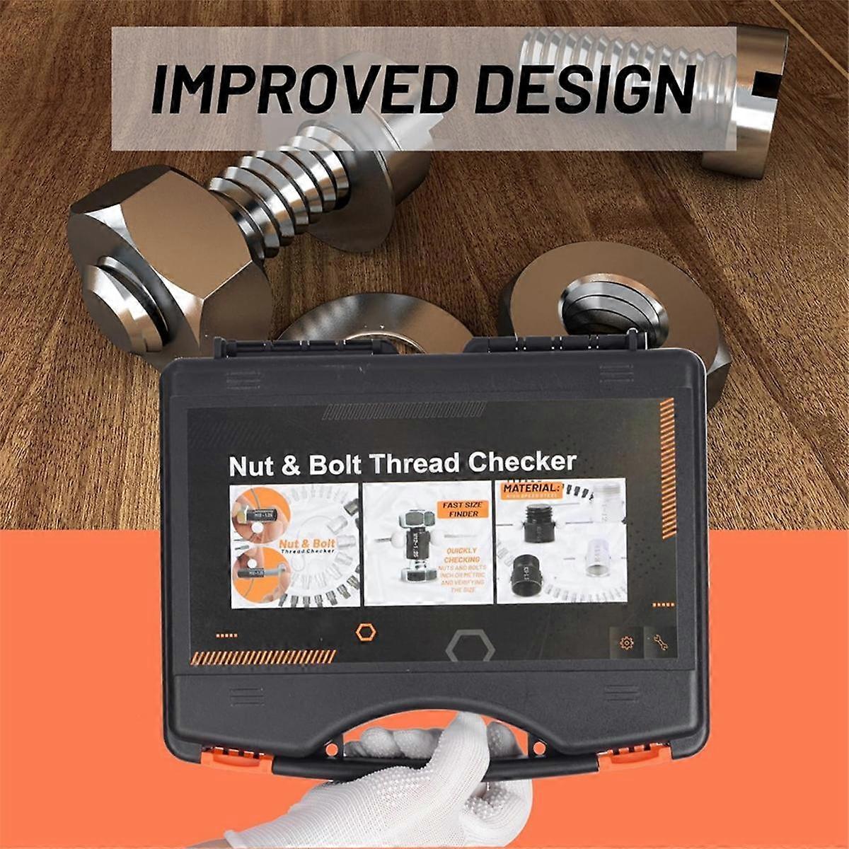 44Pcs Nut and Bolt Standard and Metric Set Thread Identifier Screw Size ...