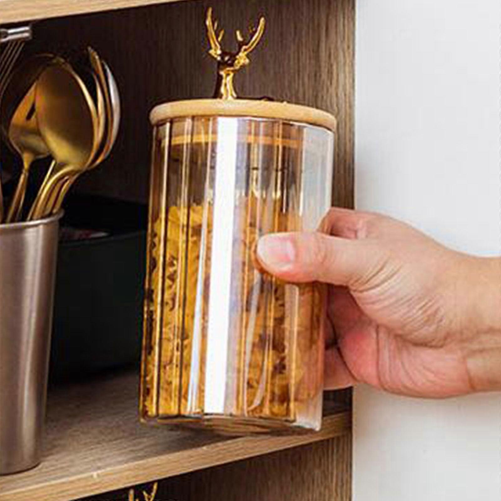 Glass Jars with Lids, Airtight Bamboo Lids Spice Jars Set For Spice ...