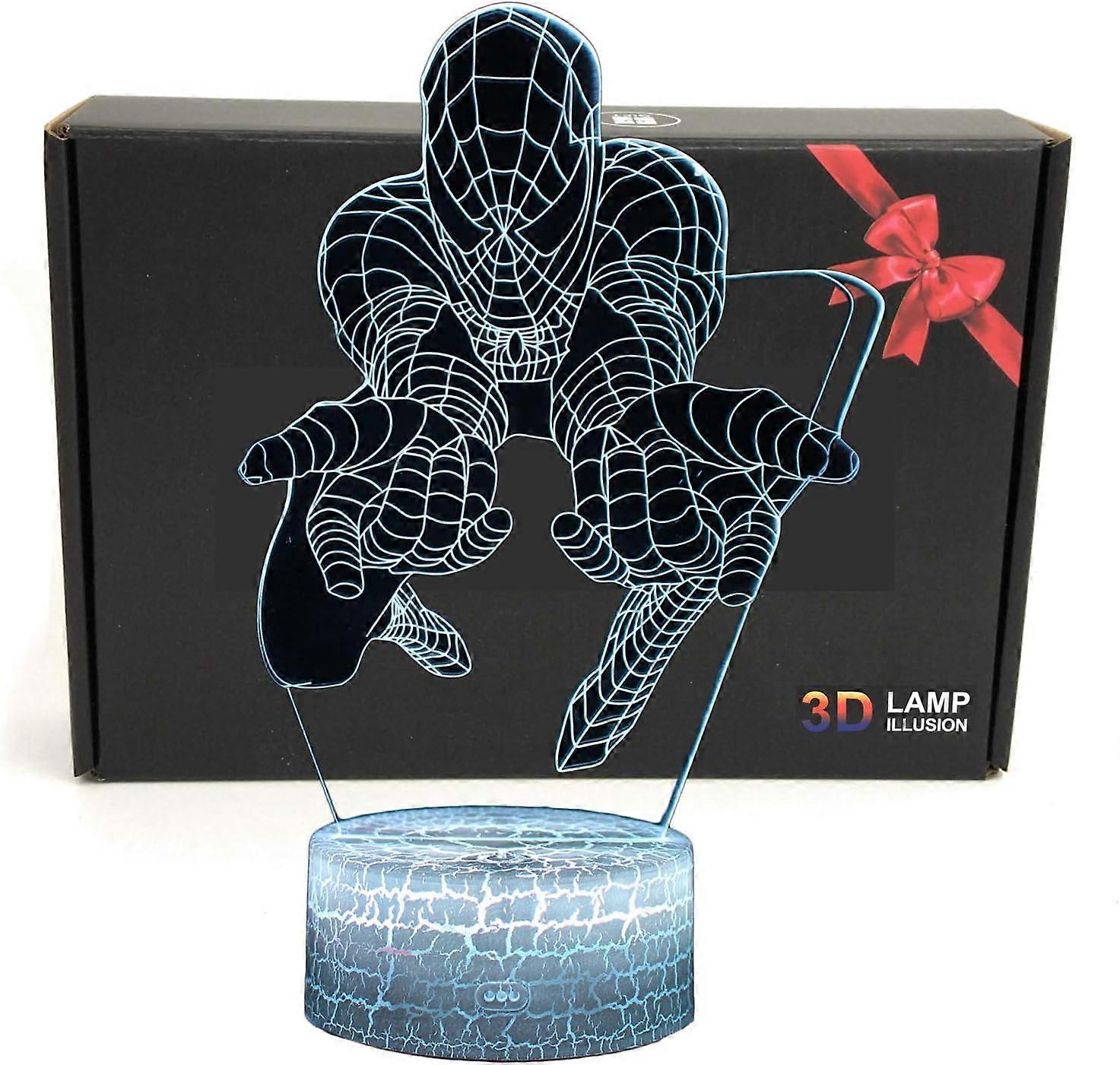 LED Superhero 3D Lamp - Optical Illusion Smart Night Light Table Lamp ...