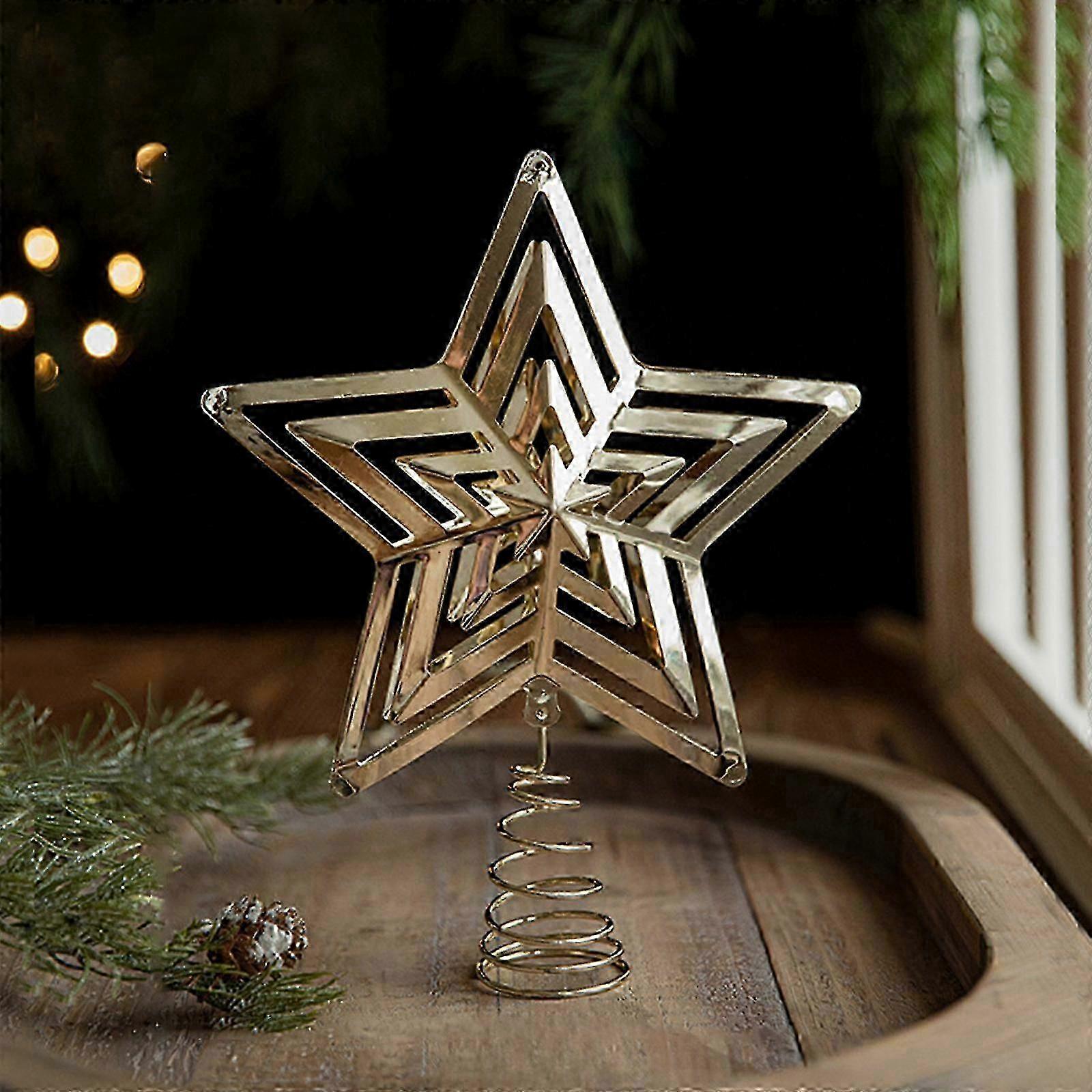 Christmas Tree Gold Iron Tree Top Star Christmas Tree Golden Five ...