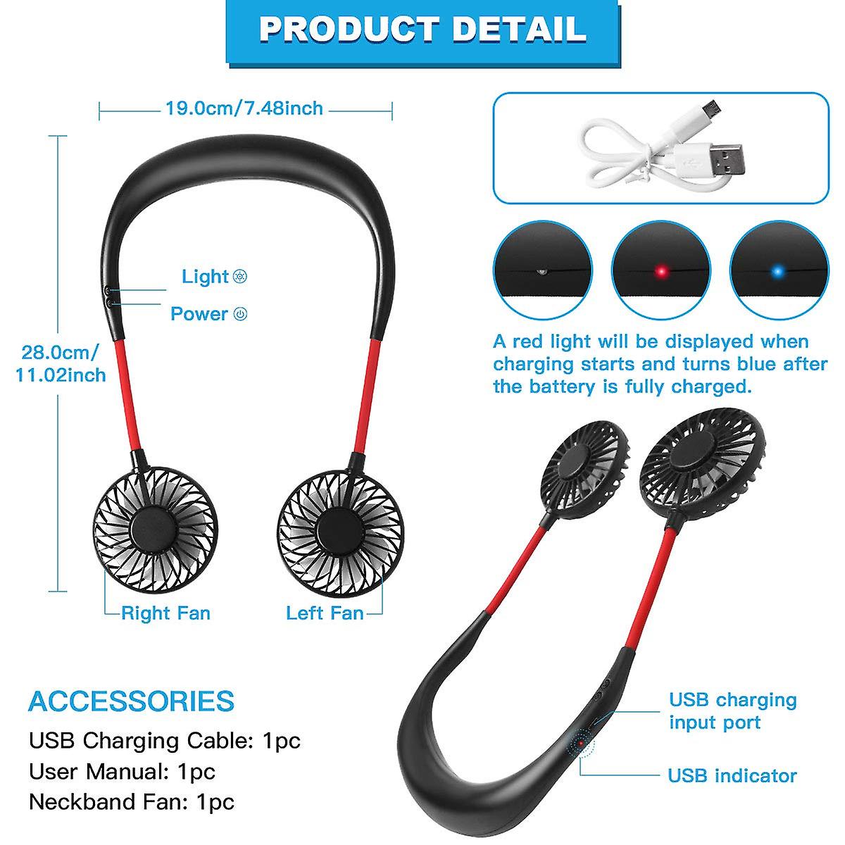 Neck Portable Sports Fans Hand Free Mini USB Rechargeable Headphone ...