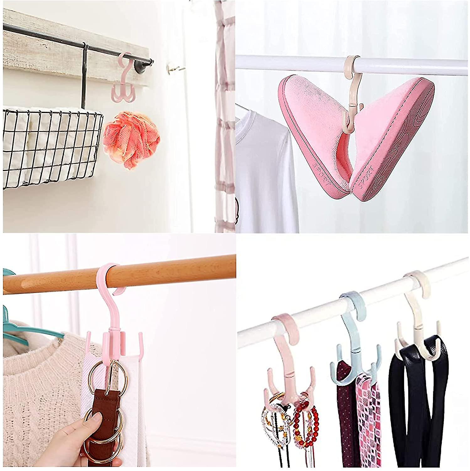 4 Pieces Tie Racks 4 Prongs 360 Degree Rotating Hook Closet Hook Scarf ...