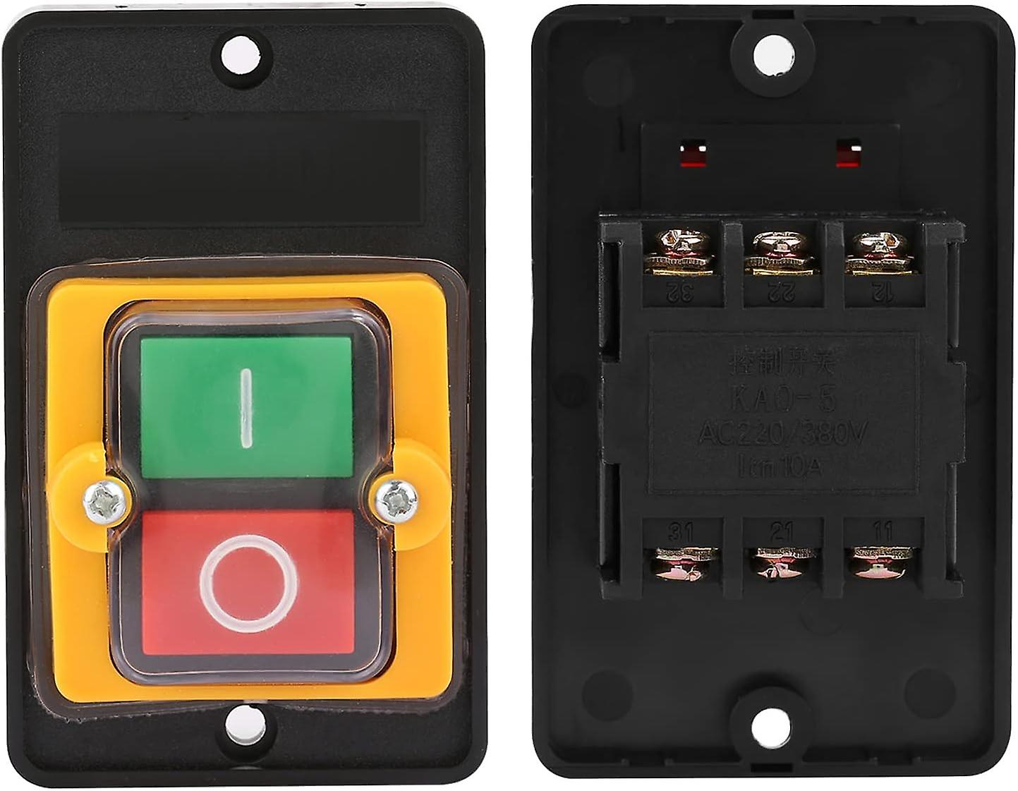 AC 220V/380V 10A Push Button Switch, Waterproof Self-Locking On/Off ...