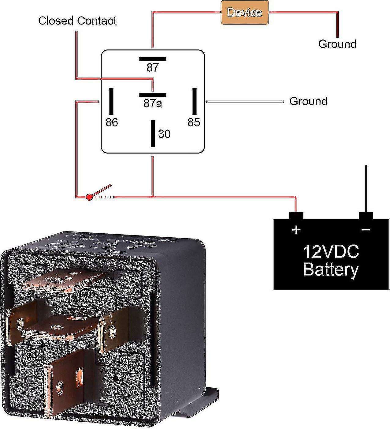 2 Pieces 5 Pin Relay 12v 80a, Automotive Relay Jd2912-1z-12vdc 80a ...
