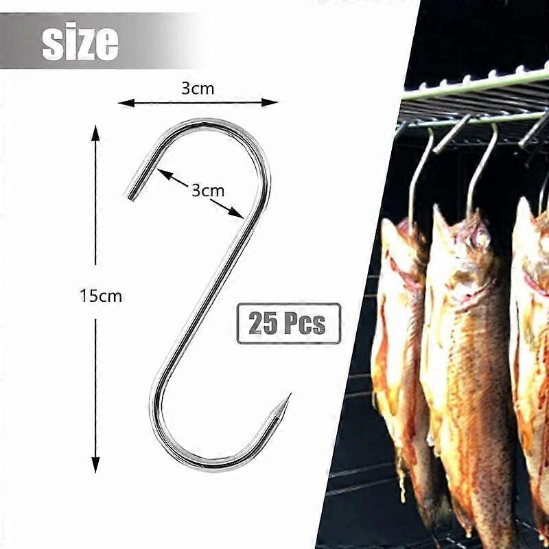 Butcher Hook, 25 Pieces Stainless Steel Butcher Hook, S-Shaped Hanging ...