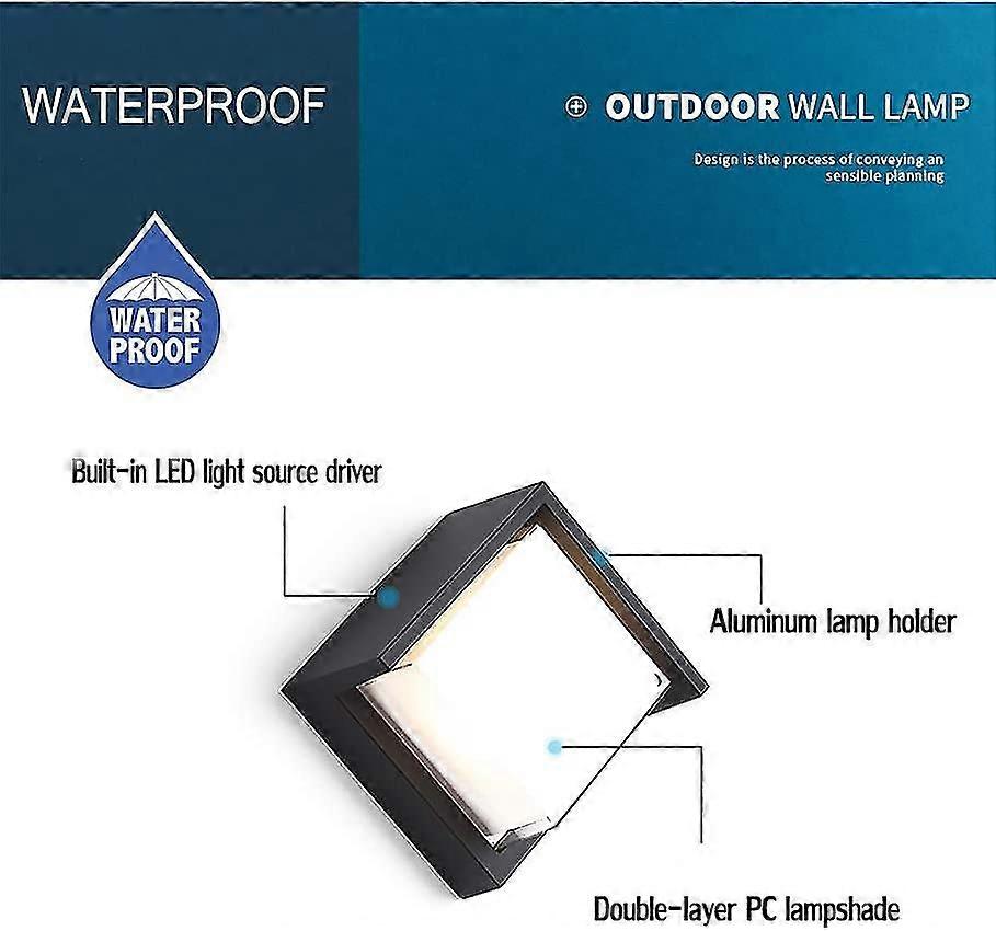 For 2024 12W LED Outdoor Wall Light - Square Shape, Aluminum Body, IP65 ...