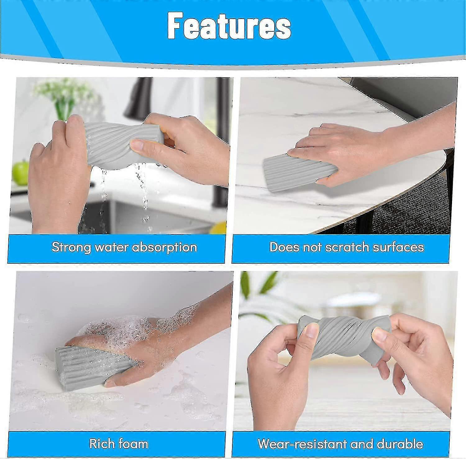 4pcs Damp Clean Duster Sponge Pva, Magical Dust Cleaning Sponges Damp ...