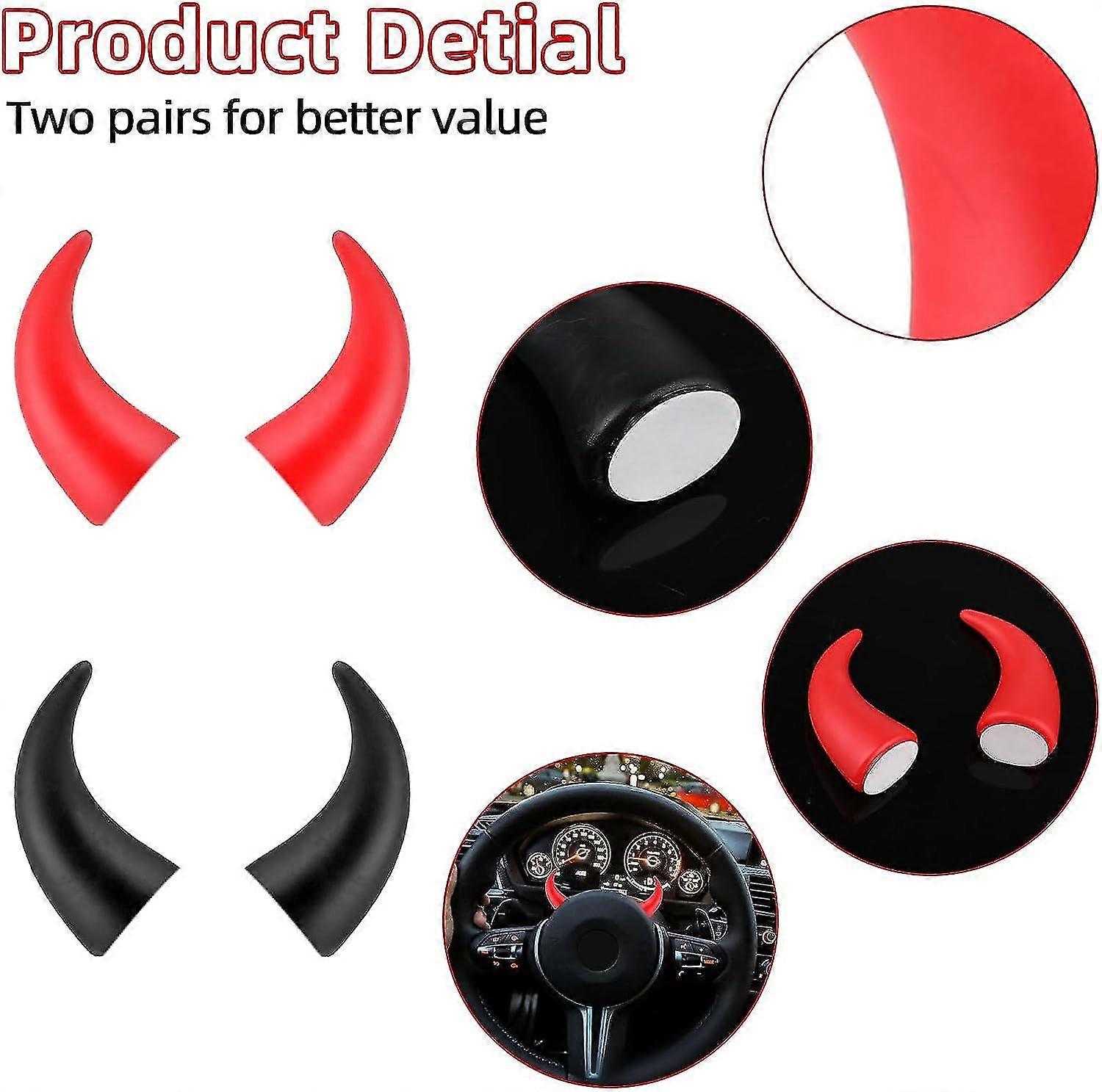 Car Steering Wheel Decals, Set Of 4 Cute Devil Horn Decals Car Steering ...