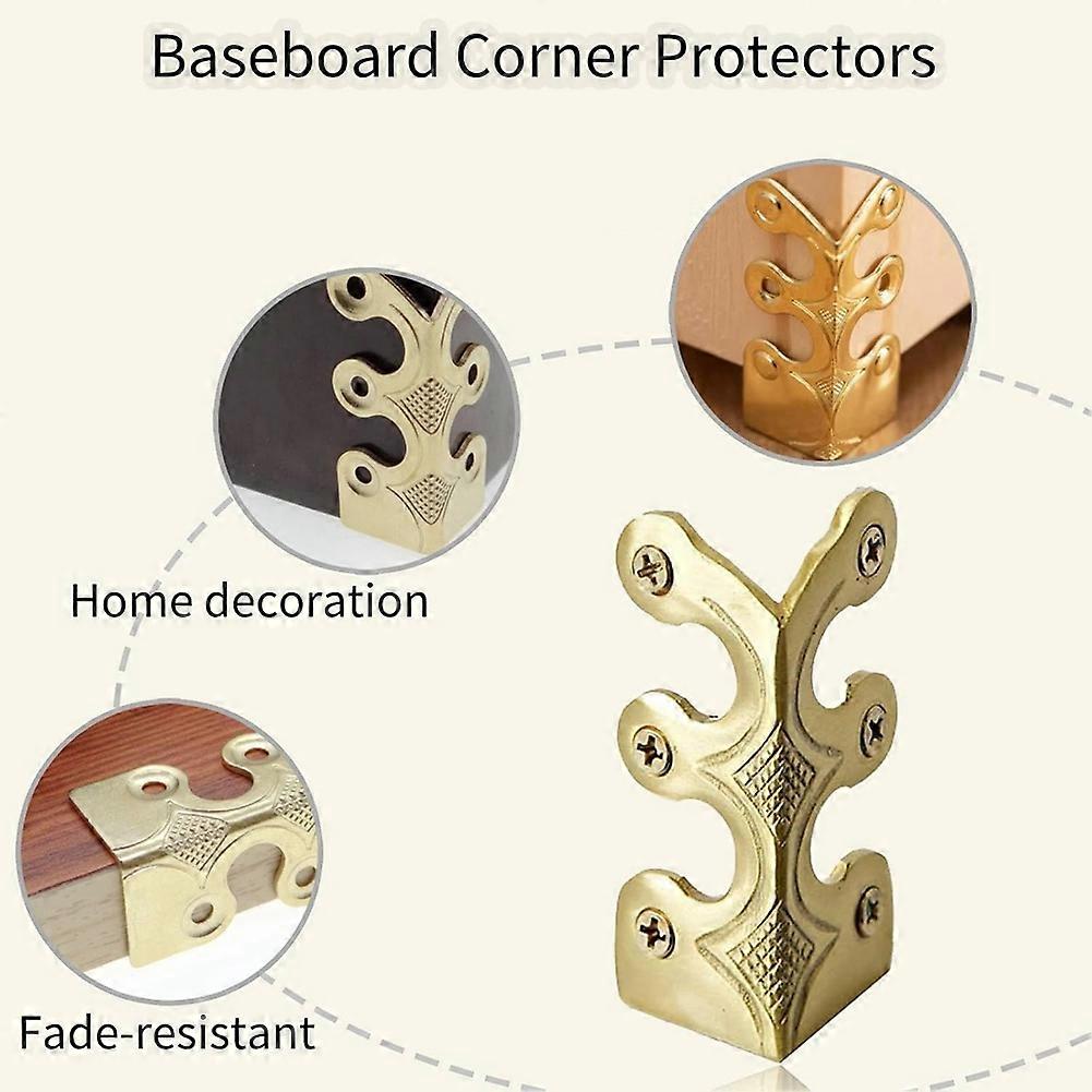 10pcs Baseboard Corner Protectors-Brass Skirting Board Corner ...