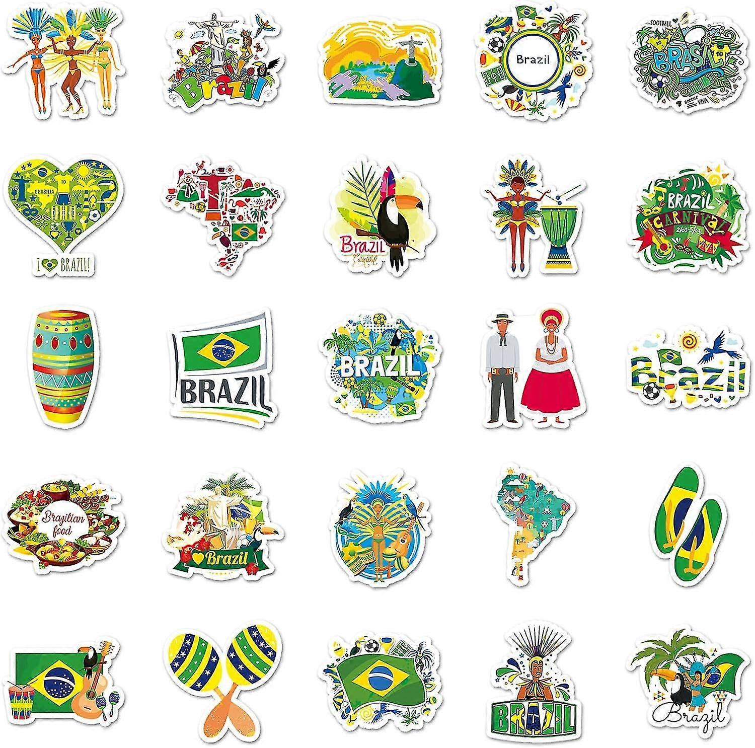 Brazil Stickers, 50pcs Brazil Theme Stickers, Brazil Waterproof Vinyl ...