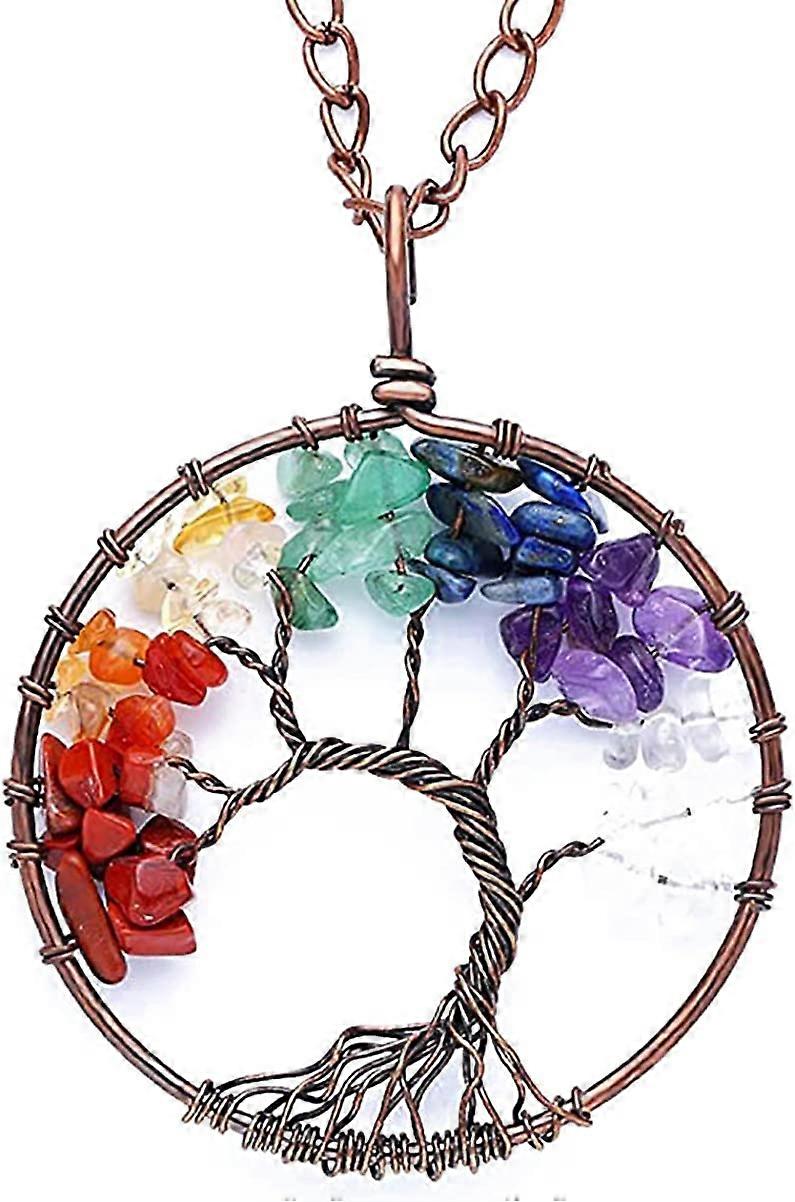 7 Color Tree of Life Crystal Pendant Necklace Tumble Stone Exquisite ...