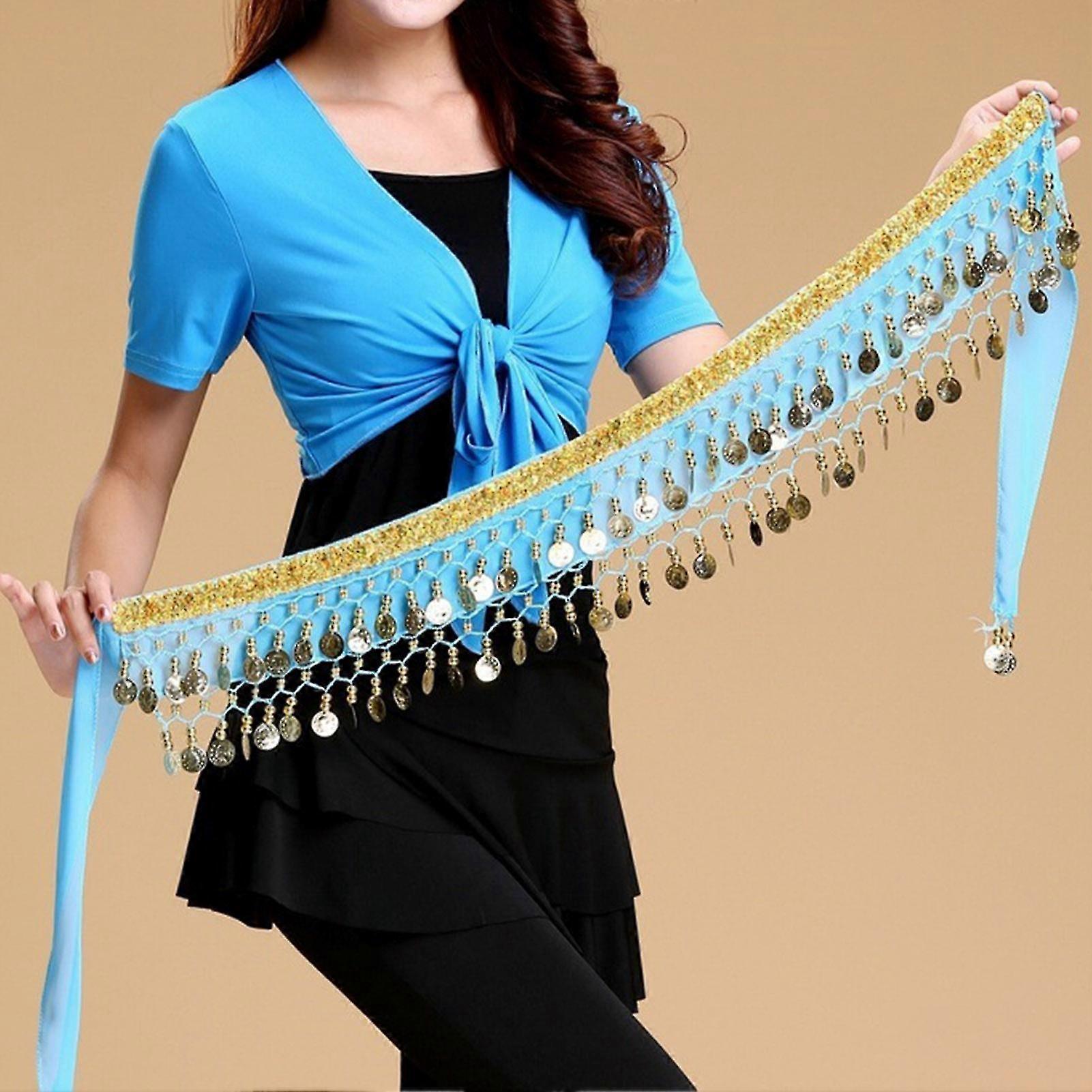 Belly Dance Hip Scarf Dangling Golden Coin Belly Dance Costume Skirt ...