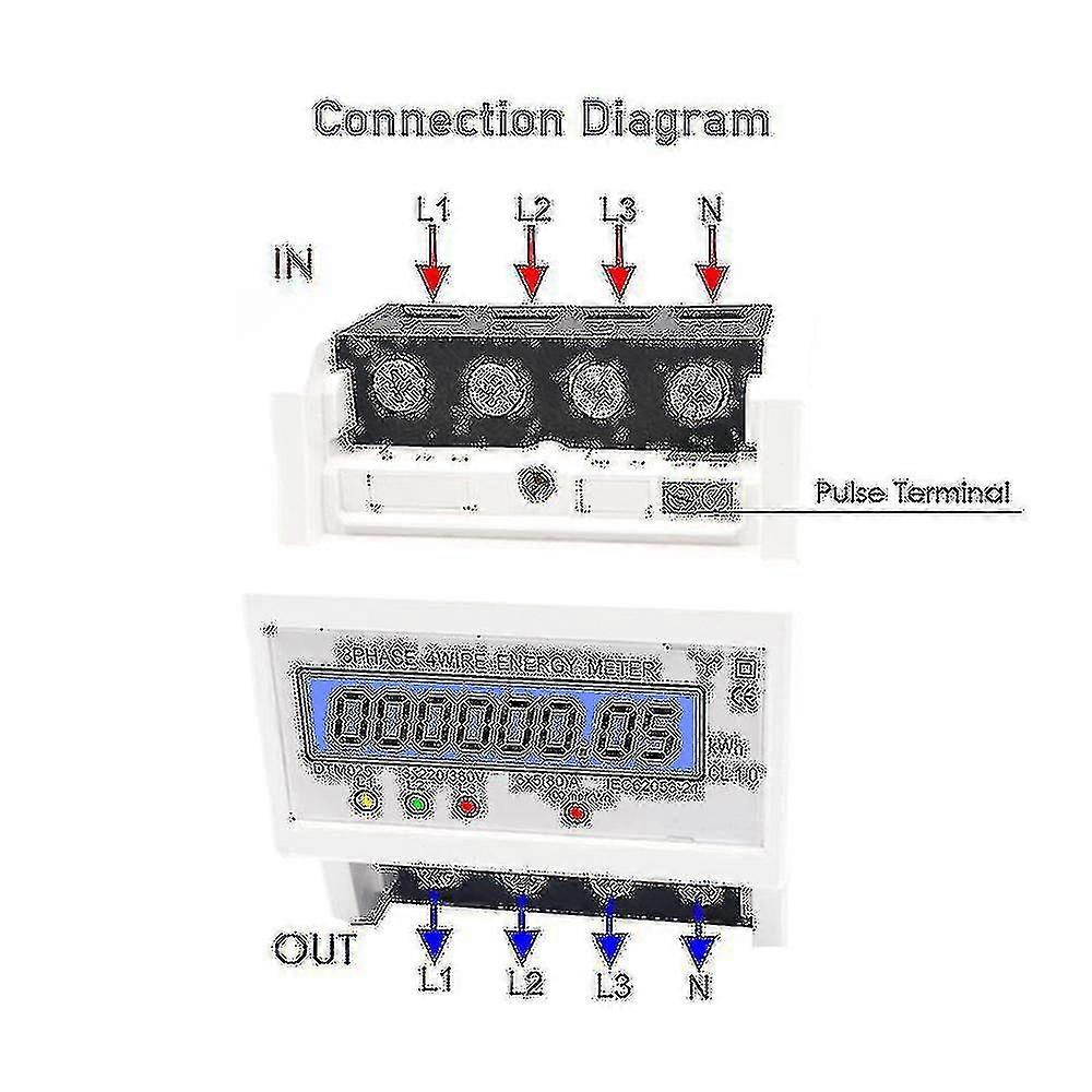 3 Phase 4 Wire Meter 220/380v 5-80a Consumption Kwh Meter Din Rail Installation Digital Electric ...