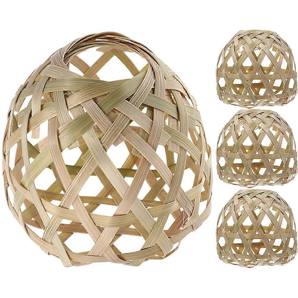 4pcs Woven Bamboo Lamp Shade Lamp Cover Rustic Style Woven Lamp Cover ...