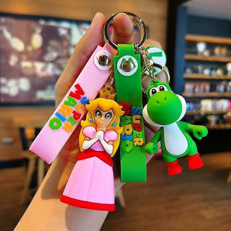 Super Mario Bros Action Figures Keychain Anime Figure Luigi Peach ...