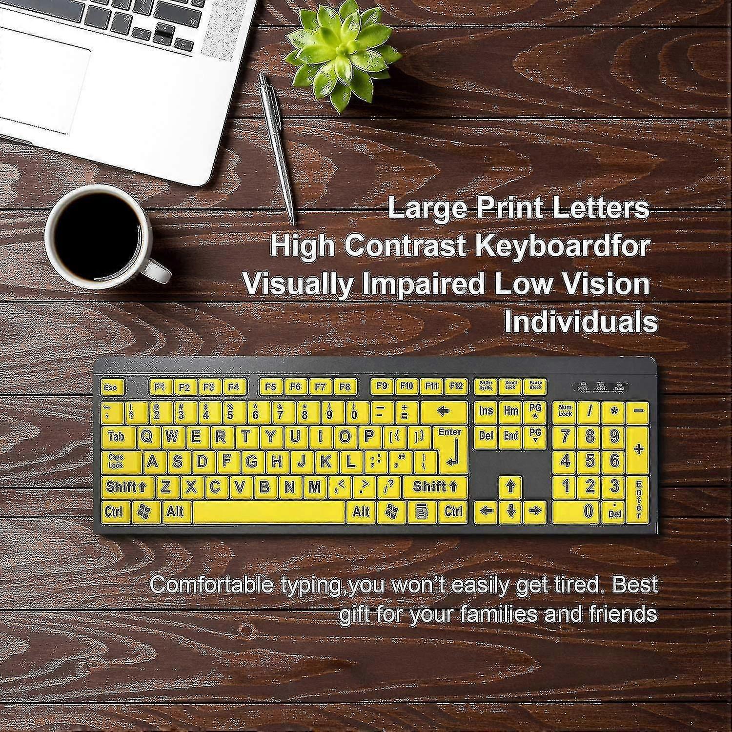 Large Font Computer Keyboard, Wired Usb, High Visibility Keyboard ...