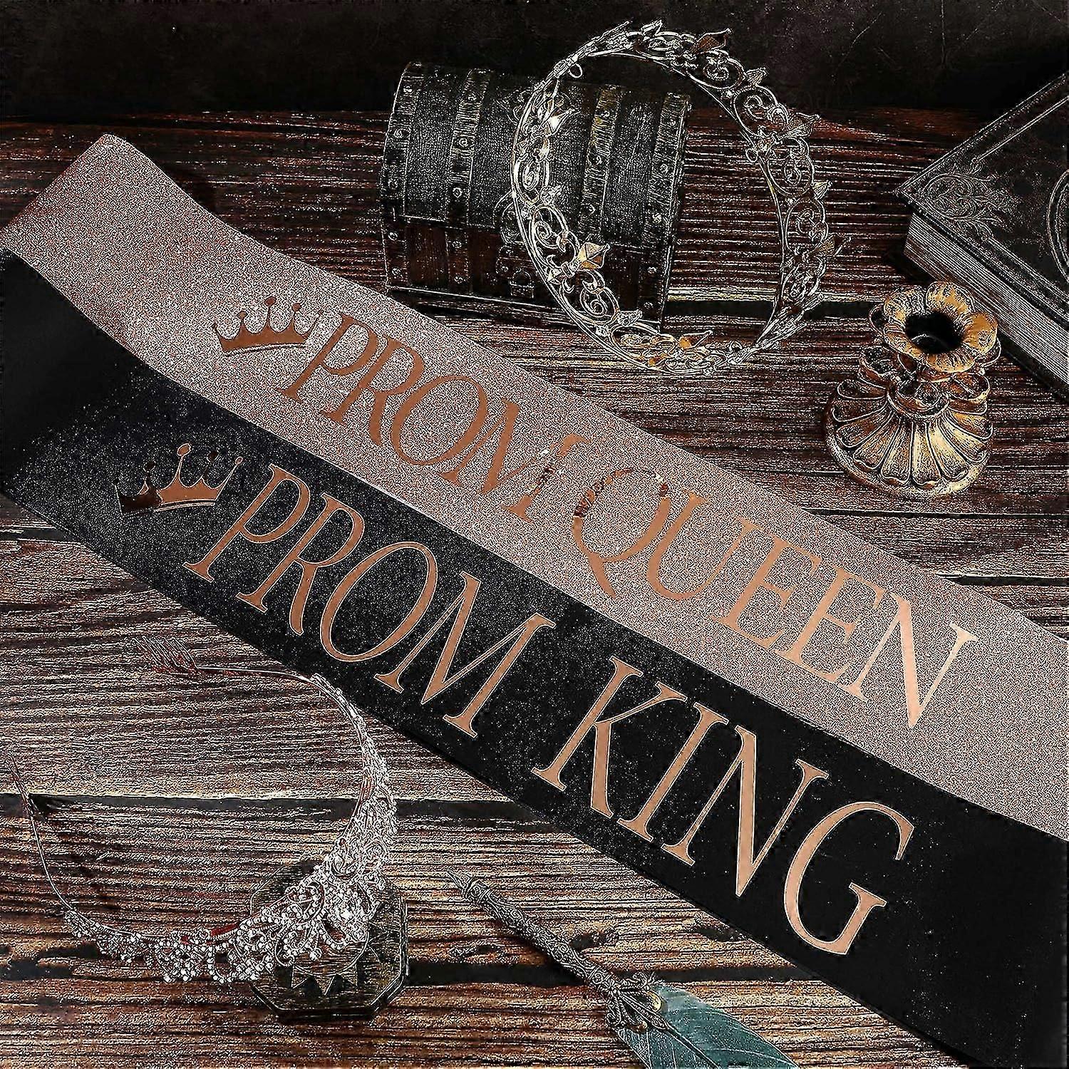 Prom King & Queen Crowns with Sashes Set - 4-Piece Tiara for Graduation ...