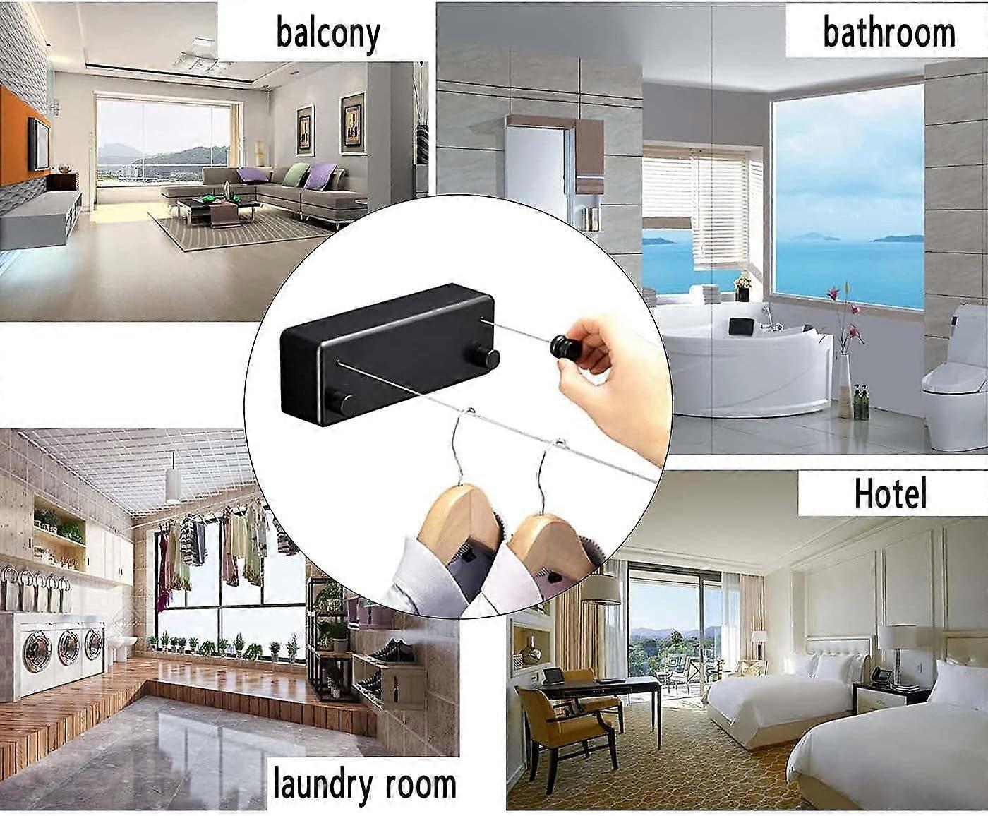 Retractable Clothesline, Adjustable Extendable Laundry Line 4.2 m ...