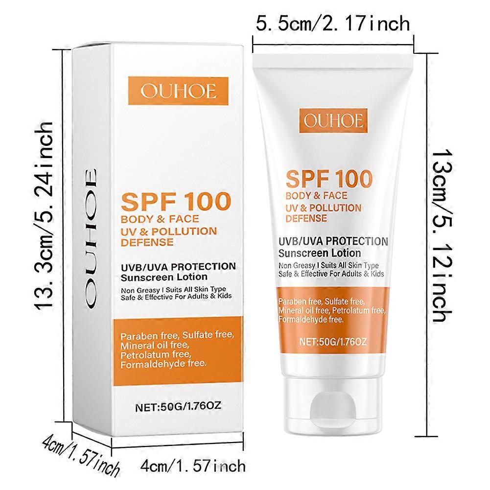 SPF 100 Sunscreen, Body Face UV & Pollution Defense Sunscreen, Summer ...