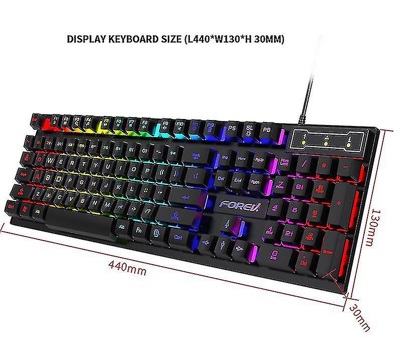 Usb Wired Gaming Keyboard Rgb Led Rainbow Backlit Mechanical Feel ...