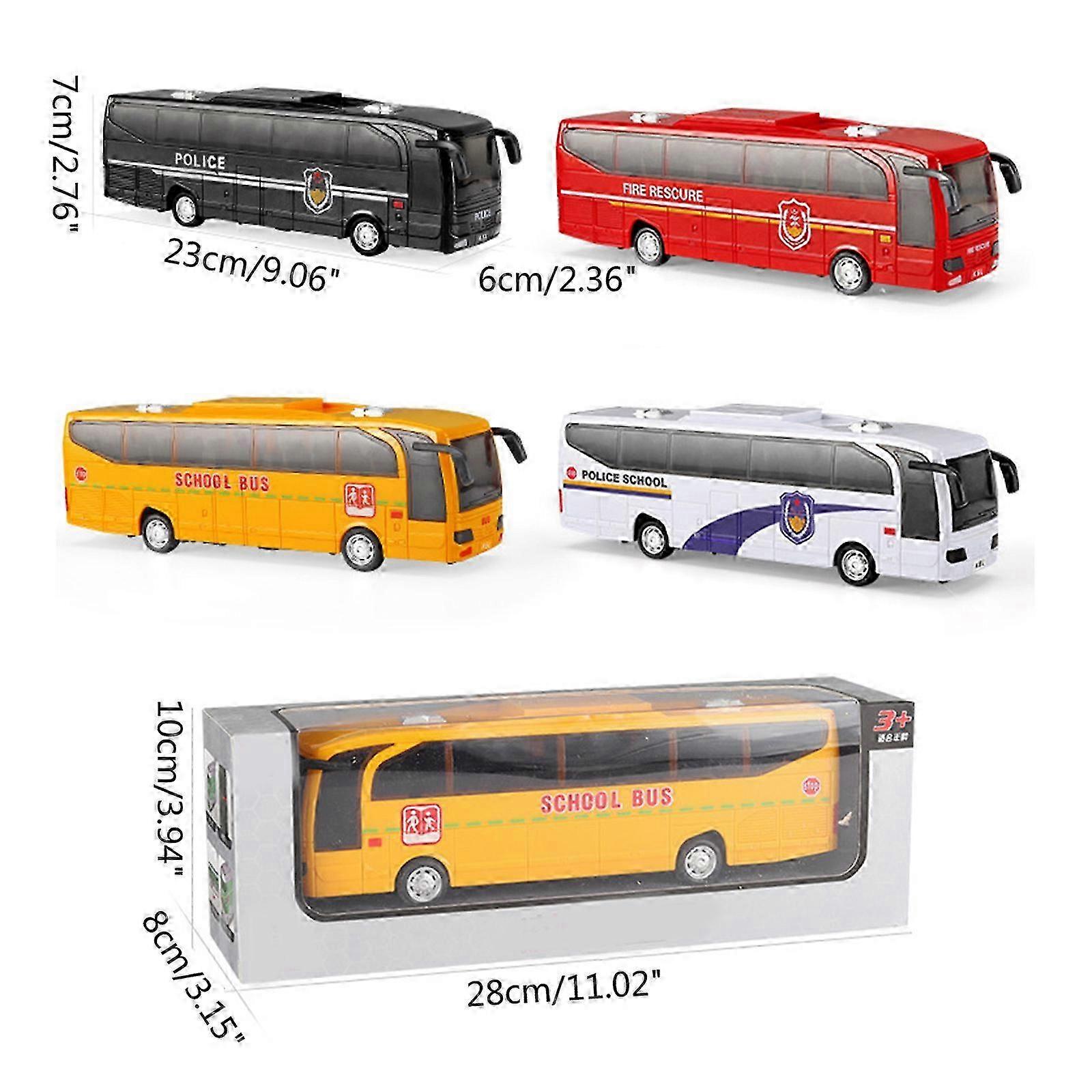 Children's Bus Model, Pull Back Police Car Fire Truck, Light and Sound ...