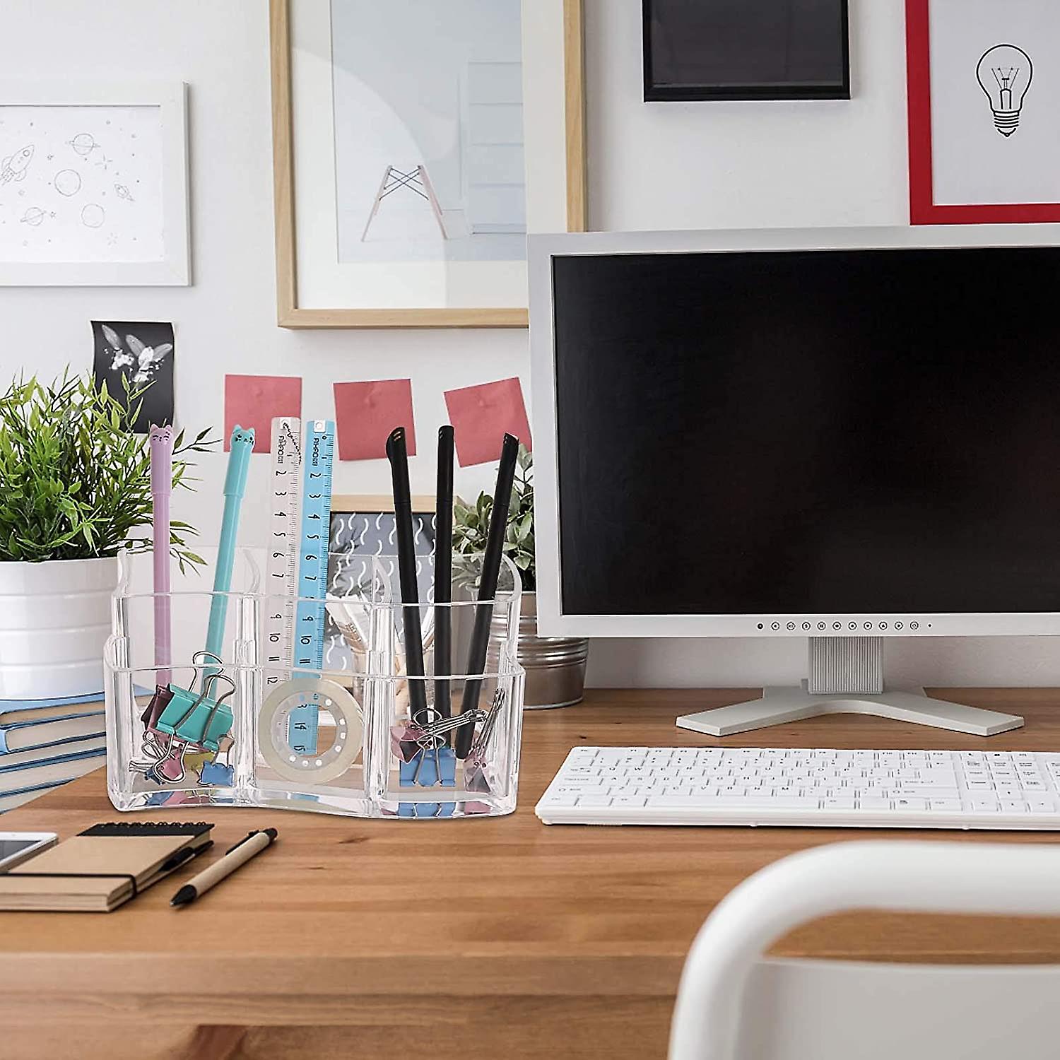 6 Slot Acrylic Makeup Brushes Holder Organizer, Clear Eyebrow Pen ...